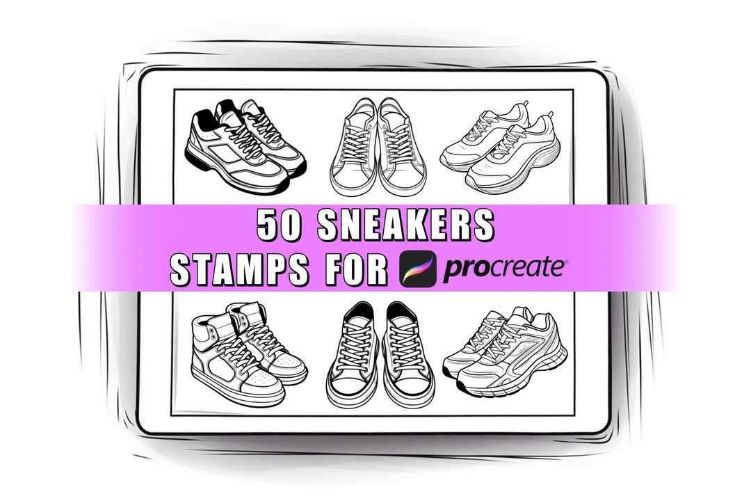 50 Sneakers Procreate Stamps Brushes | Procreate Shoes | Boots ...