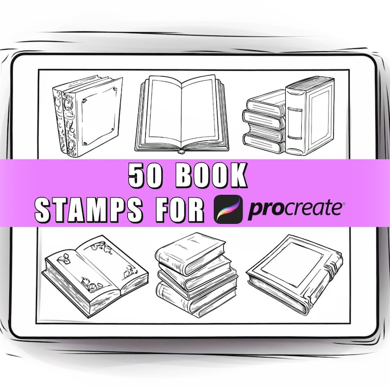 Stack of Books Stamp - Etsy