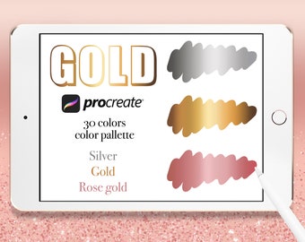 Procreate Color Palette,metallic Gradients,gold, Rose Gold,silver 30 ...