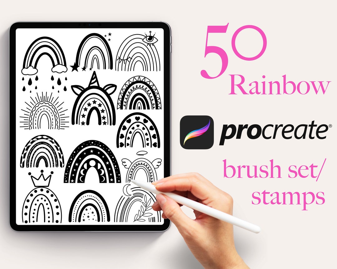 50 Procreate Rainbow Stamp Brushes Rainbow Procreate Stamps Procreate ...