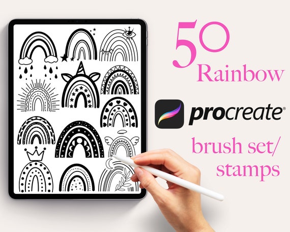 50 Procreate Rainbow Stamp Brushes Rainbow Procreate Stamps - Etsy
