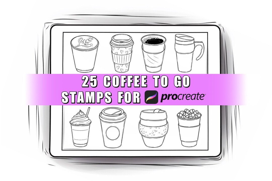 25 Coffee to Go Procreate Stamps | Coffee Procreate Brushes| Procreate ...