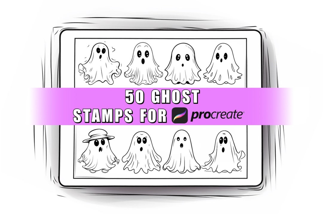 50 Ghost Procreate Stamps | Halloween Procreate Stamps | Procreate ...