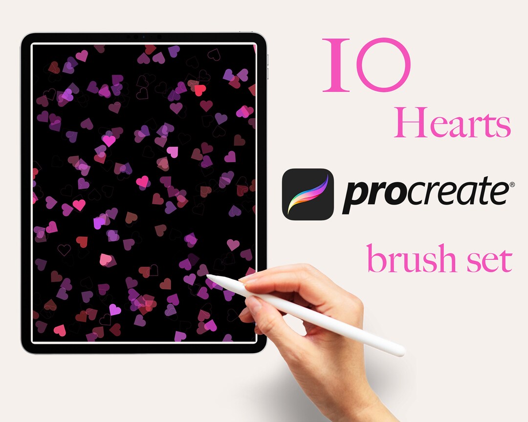 10 Hearts Procreate Brushes | Hearts Brushes for Procreate | Hearts ...
