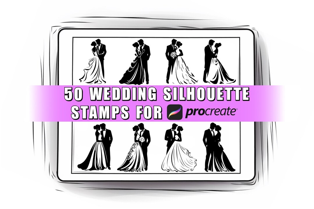 50 Couple Silhouette Procreate Stamps Brushes Procreate Couple ...