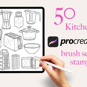 50 Kitchen Procreate Stamps | Kitchen Procreate Stamp Brush Set | Procreate Furniture Stamps ...