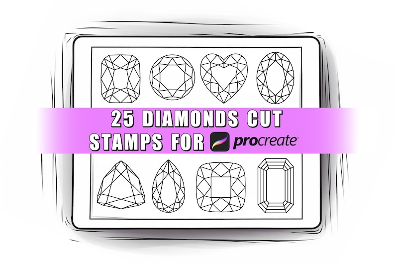 25 Diamond Cut Procreate Stamps | Diamond Procreate Stamp | Diamond ...
