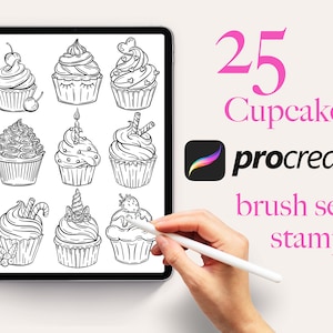 25 Cupcakes Procreate Stamps | Sweets & Treats Stamps | Cupcakes ...