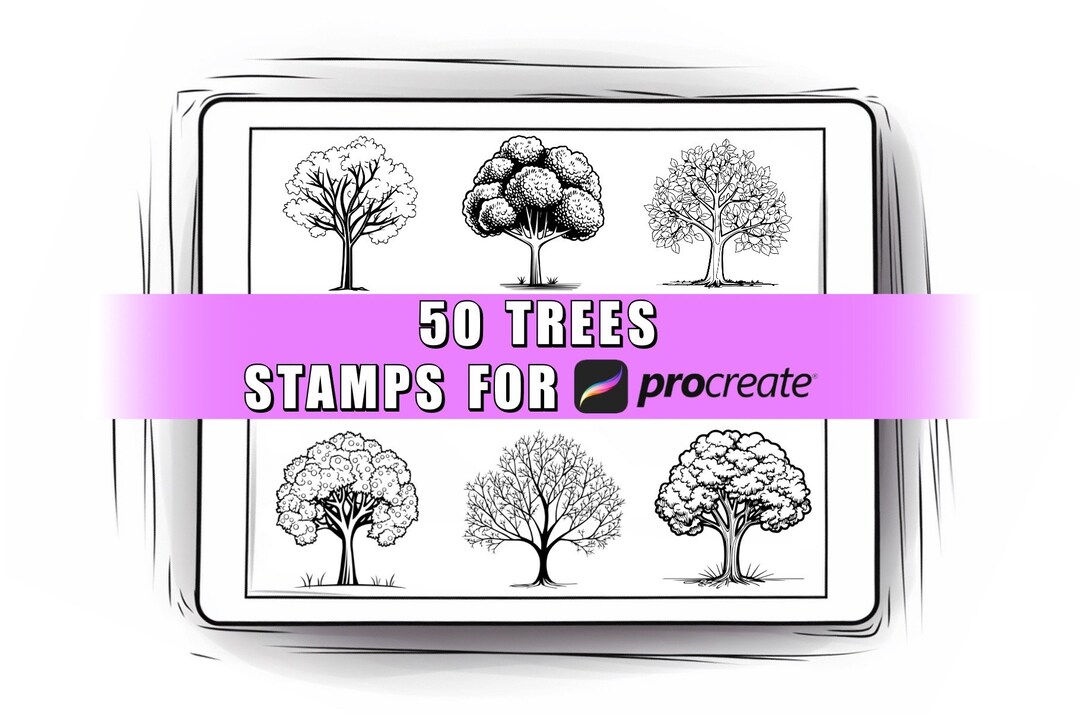 50 Tree Procreate Stamps Brushes | Procreate Landscape | Procreate ...