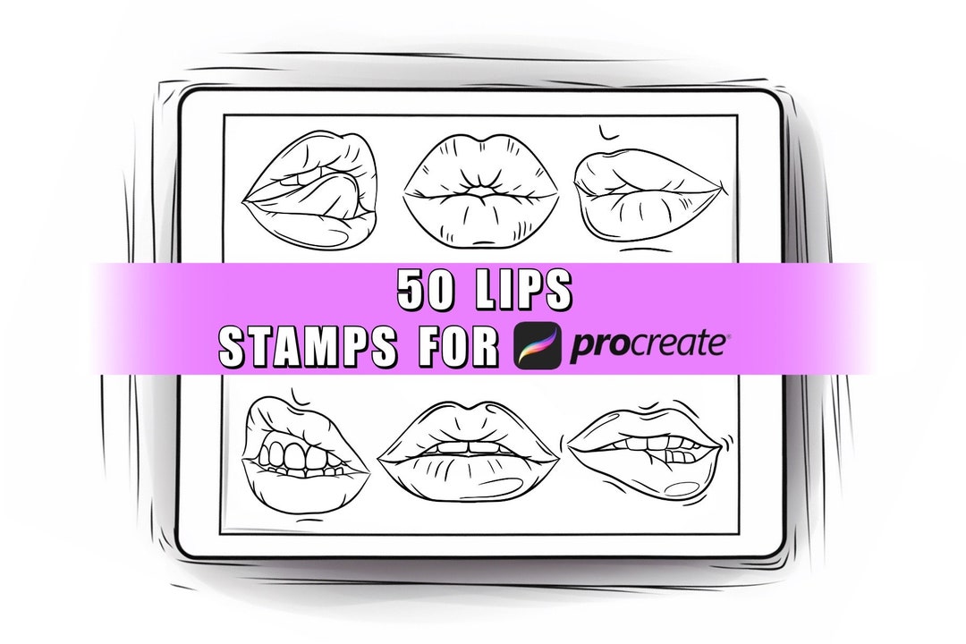 50 Lips Procreate Stamps | Lips Brushes | Procreate Lips | Procreate ...