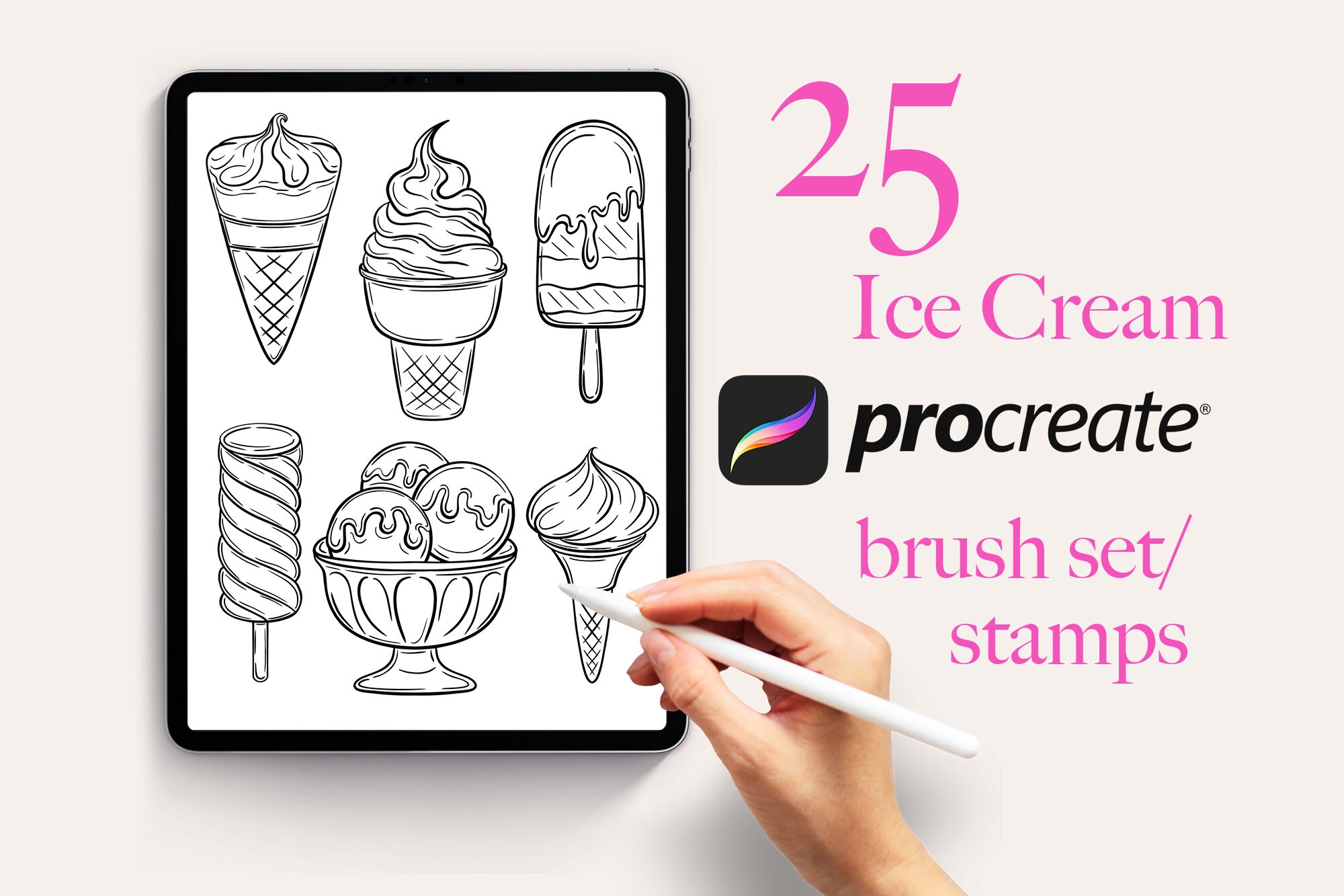 25 Ice Cream Procreate Stamps Ice Cream Procreate Brushes - Etsy Canada