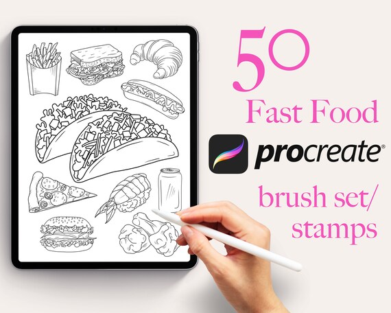 50 Fast Food Procreate Stamps Fast Food Procreate Brushes | Etsy