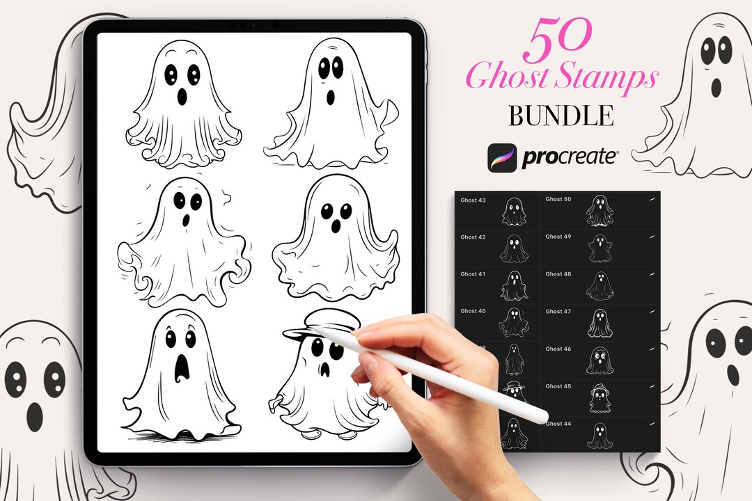 50 Ghost Procreate Stamps Halloween Procreate Stamps - Etsy