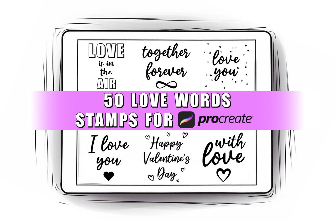 50 Love Relationship Word Art Procreate Stamp Brush Set | Love ...