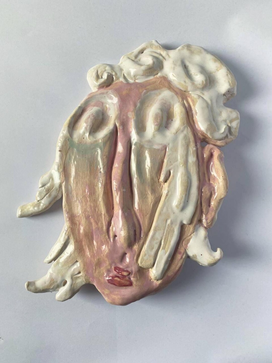 Сeramic Wall Art “angelic Visage” Two Angels Forming a Face, Handmade ...