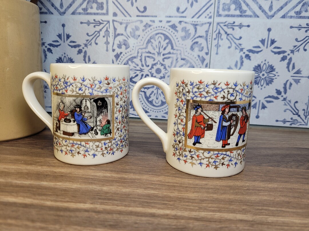 Pair of Medieval Graphic Mugs From Fitzwilliam Museum Cambridge, Gift ...