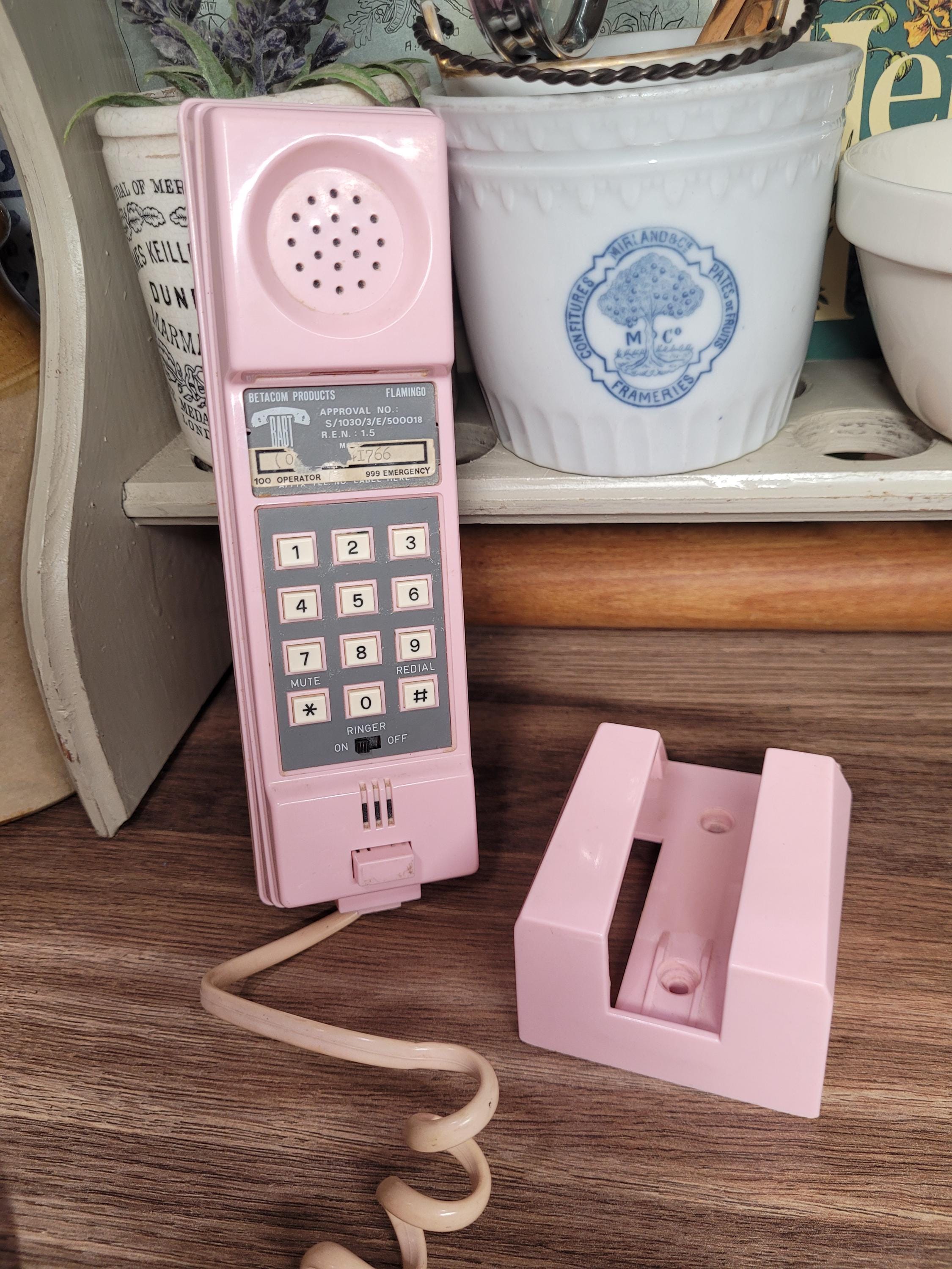 Vintage 1970s Retro Telephone, Pink Betacom Flamingo Telephone, Prop ...