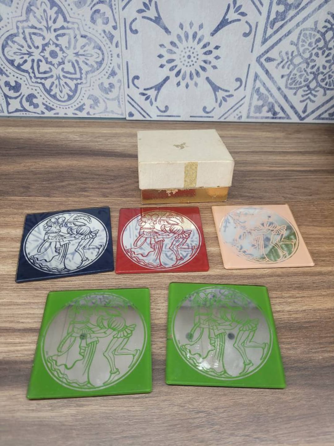 Retro 1960s Glass Coasters Vintage Barware - Etsy