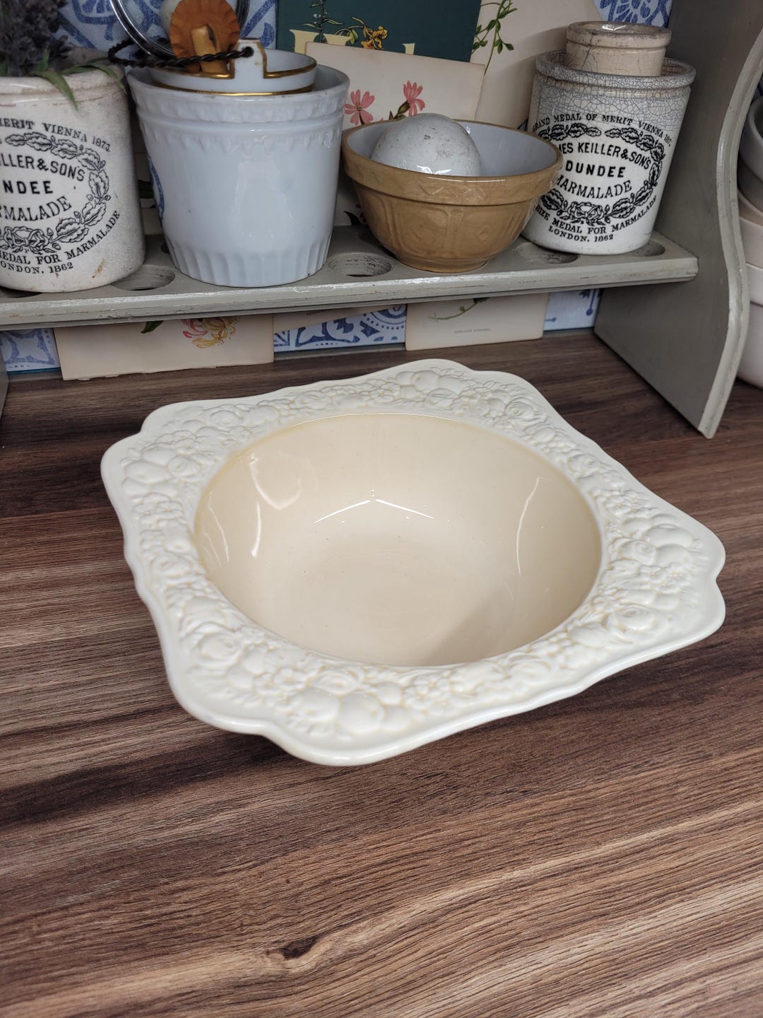 Vintage Cream Crown Ducal Florentine Bowl, Floral Detail, Pretty ...
