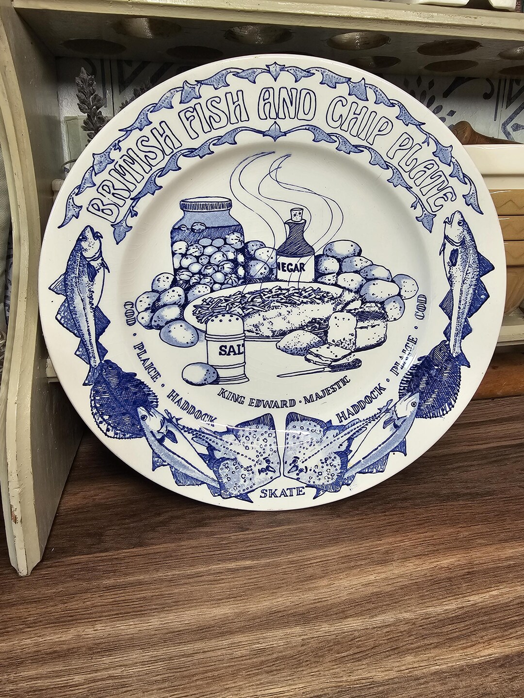 JOHN BUCK POTTERY "fish and Chip Plate", Perfect Prop for Café or Deli ...