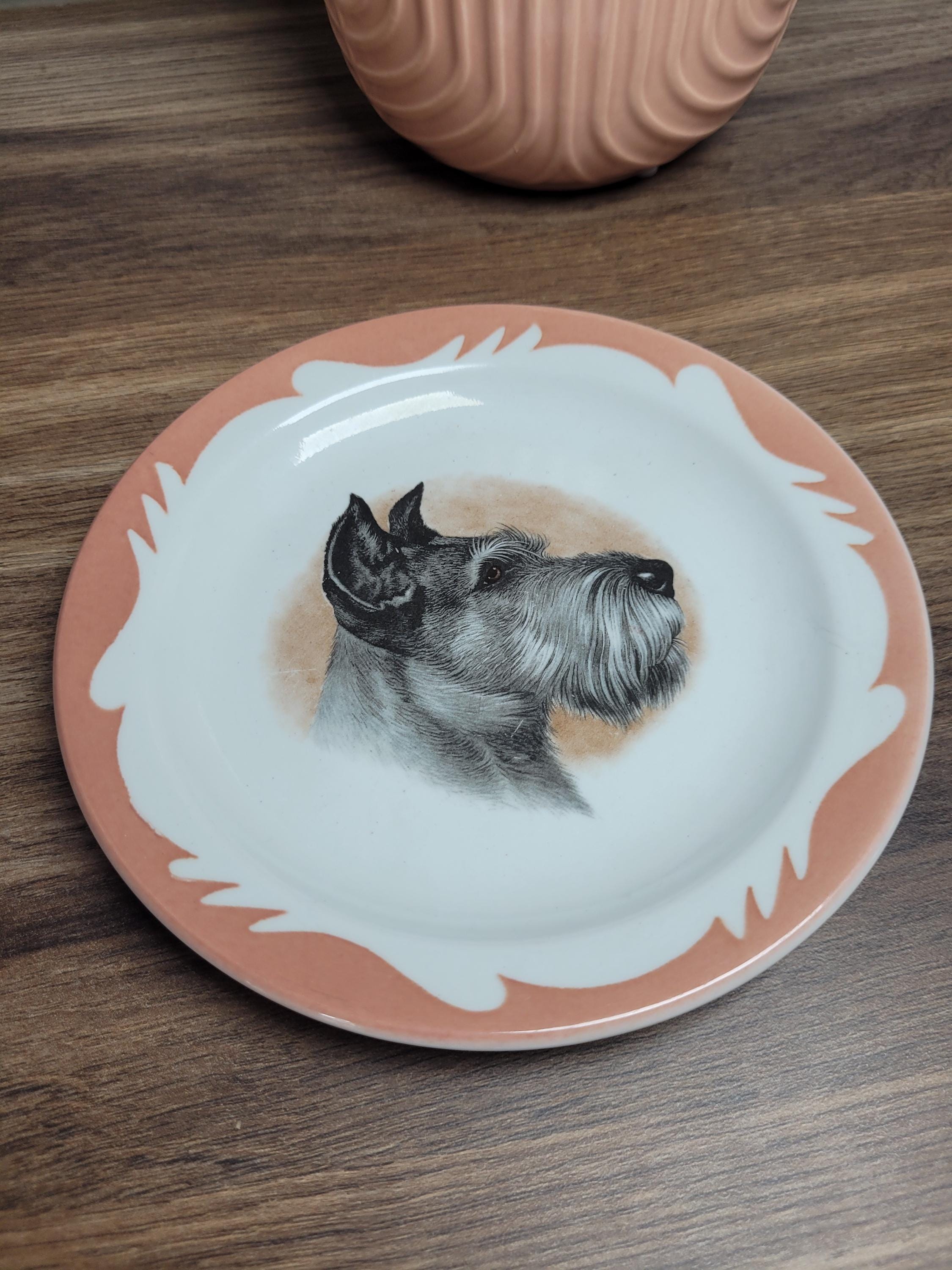 Vintage Armorlite Dog Plate, Miniature Shnauzer Plate, Vintage Dog, Dog ...