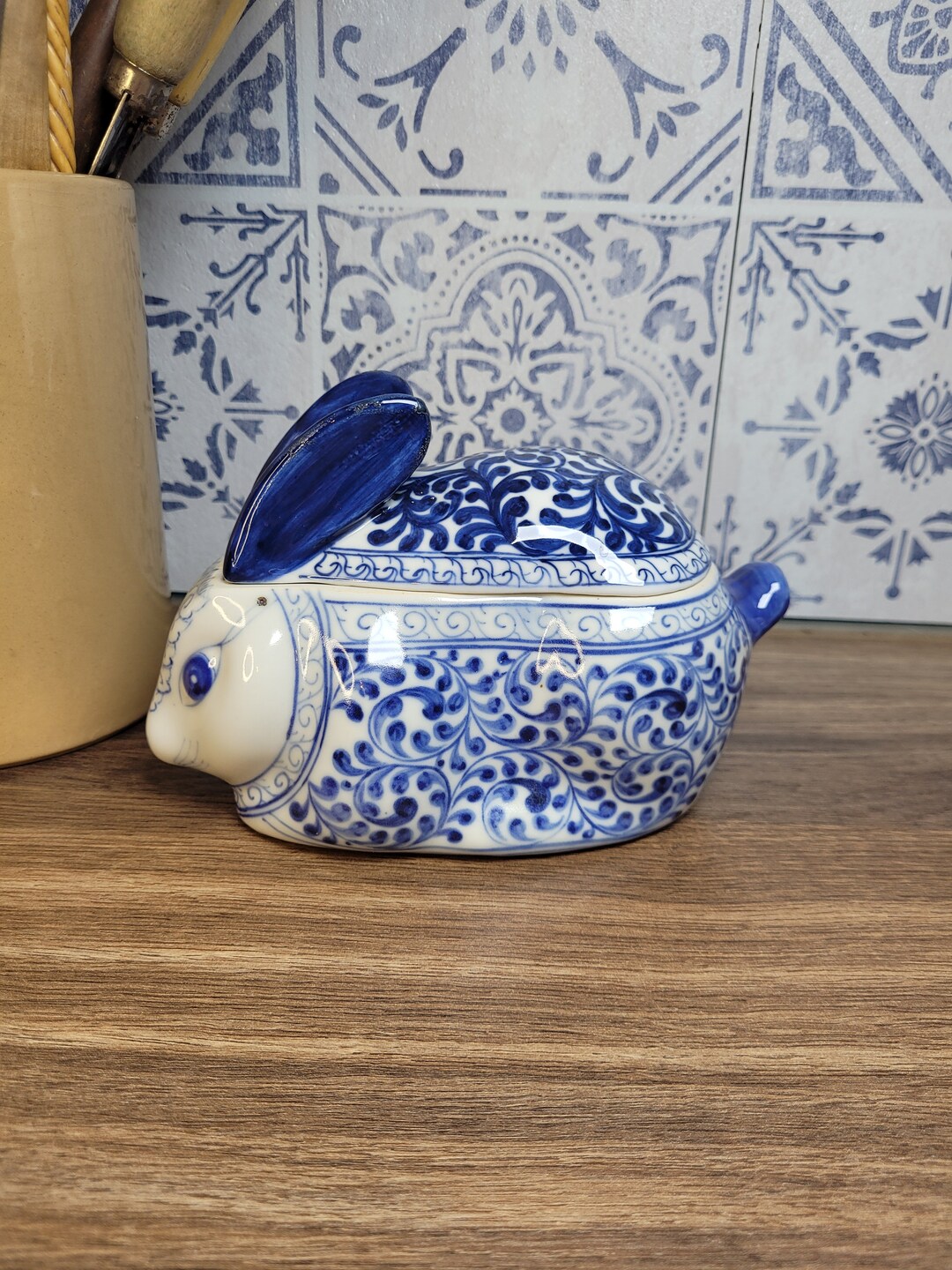Lovely Vintage Blue and White Rabbit Ceramic Dish, Vintage Kitchenalia ...