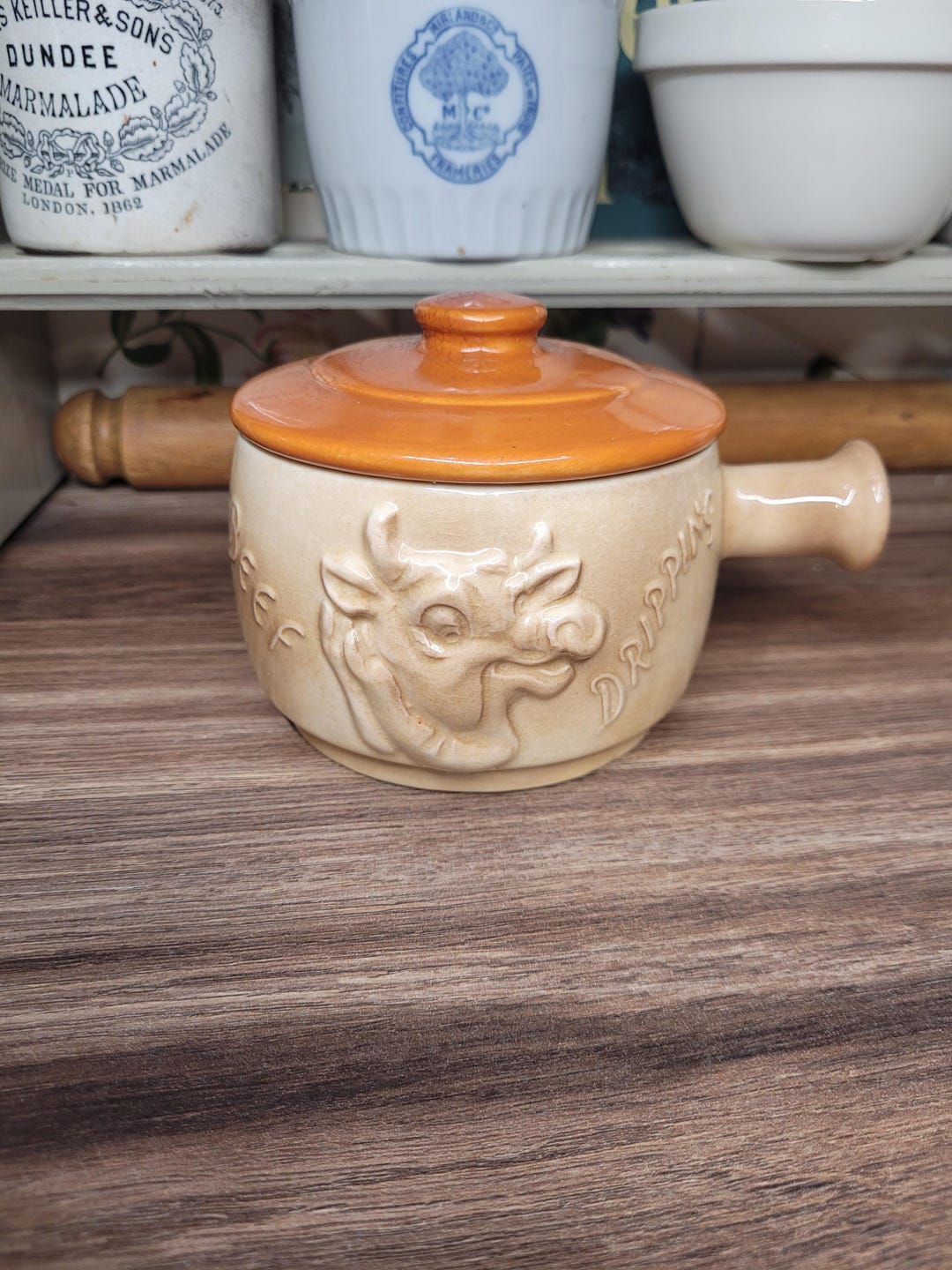 Vintage Beef Dripping Pot, Sylvac, Retro Kitchen Decor, Stained ...