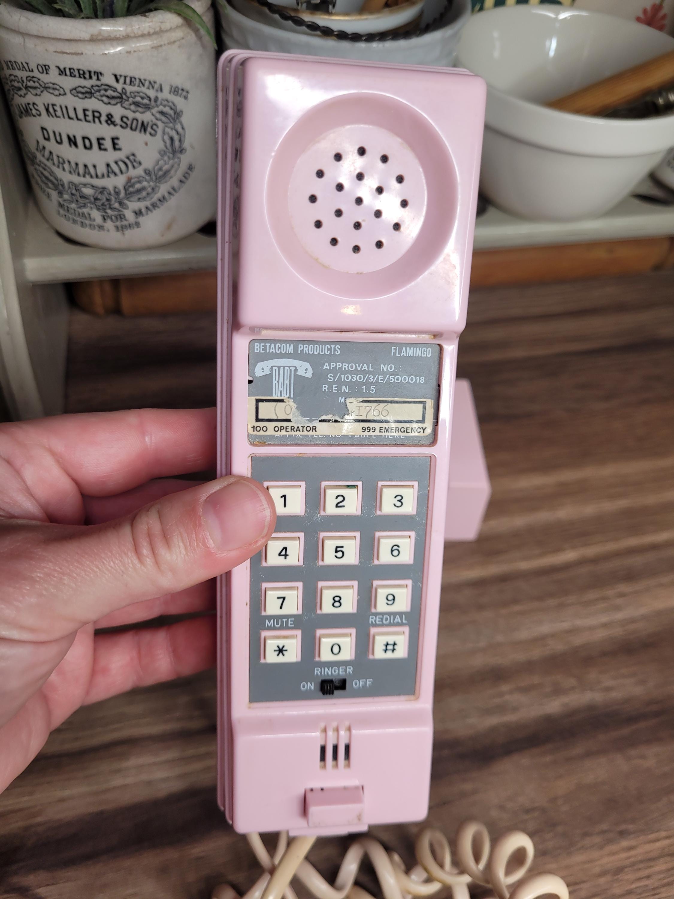 Vintage 1970s Retro Telephone, Pink Betacom Flamingo Telephone, Prop ...
