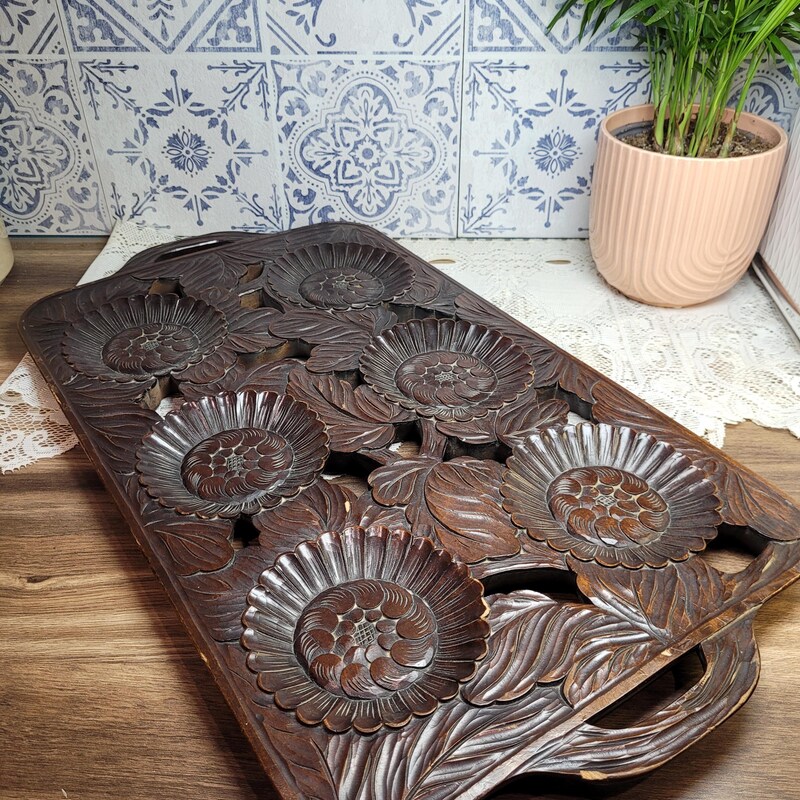 Carved Wood Tray - Etsy