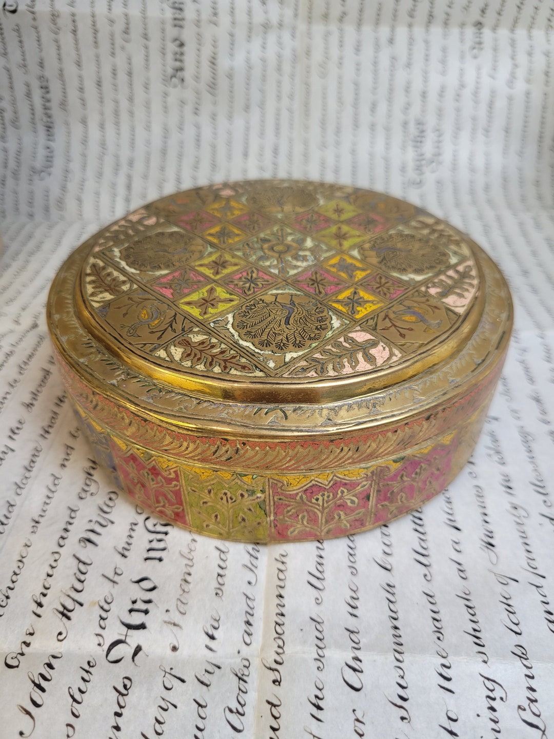 Pretty Vintage Floral Engraved Brass Trinket Tin With Lid, Vintage ...