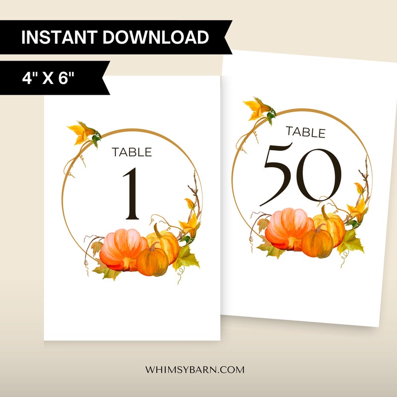 Pumpkin Table Number - Etsy