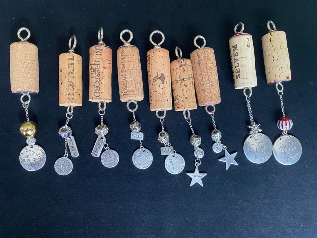 Wine Cork Ornament Upcycled Corks Dangling Charms With - Etsy UK