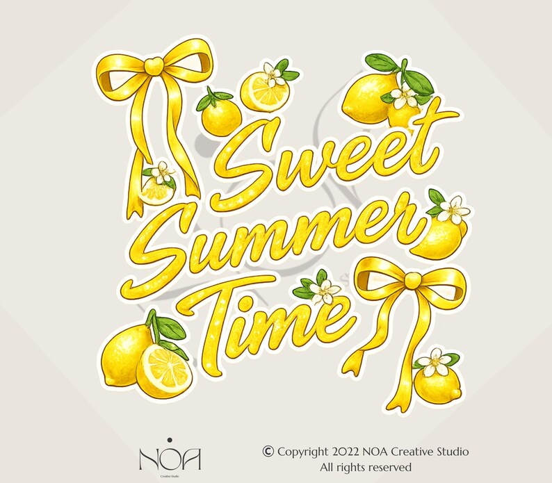 Sweet Summer Time Lemons PNG, Cute Girly Summer Design, Lemon Bow ...
