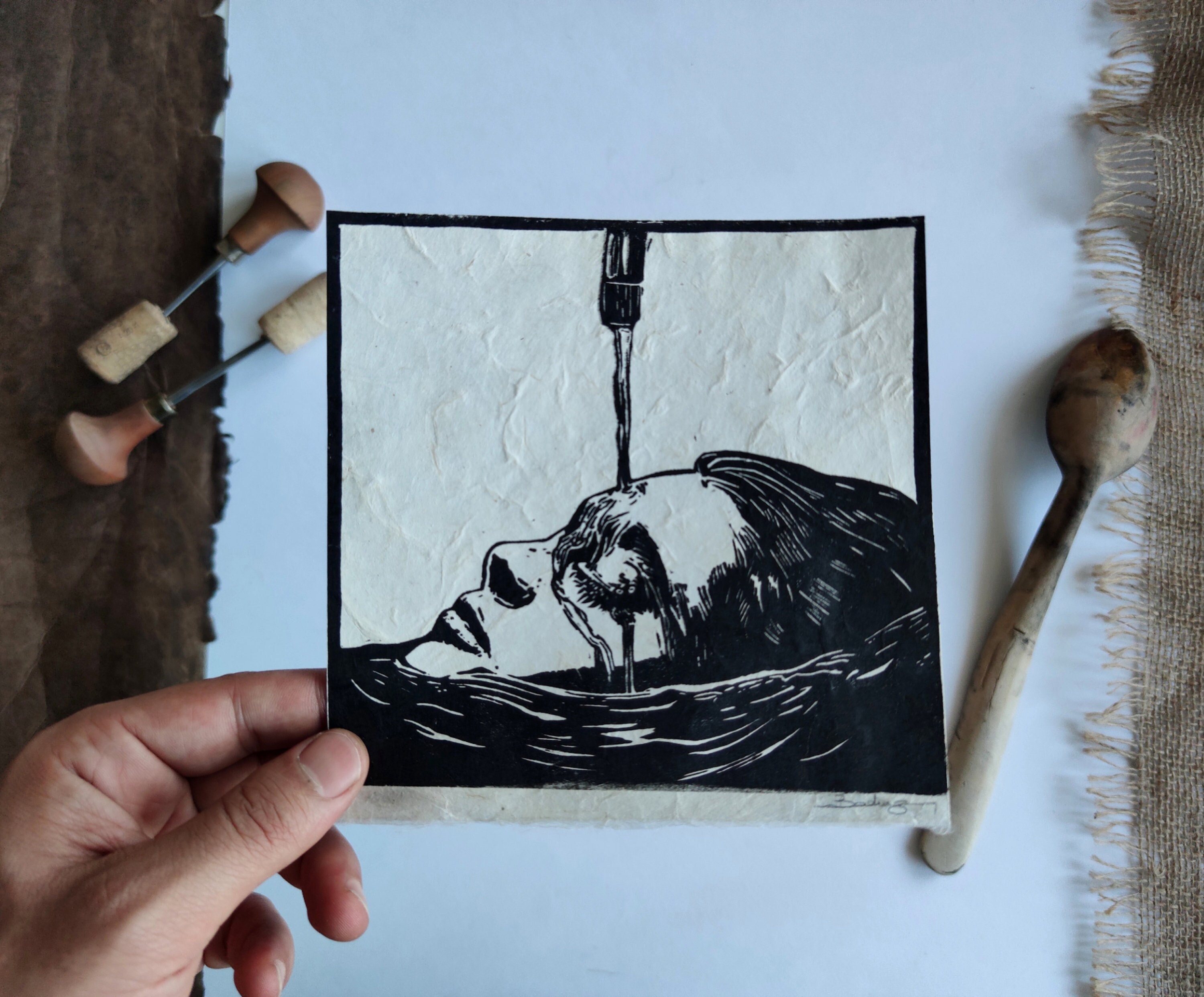 Original Linocut Handprint / Ophelia - Etsy