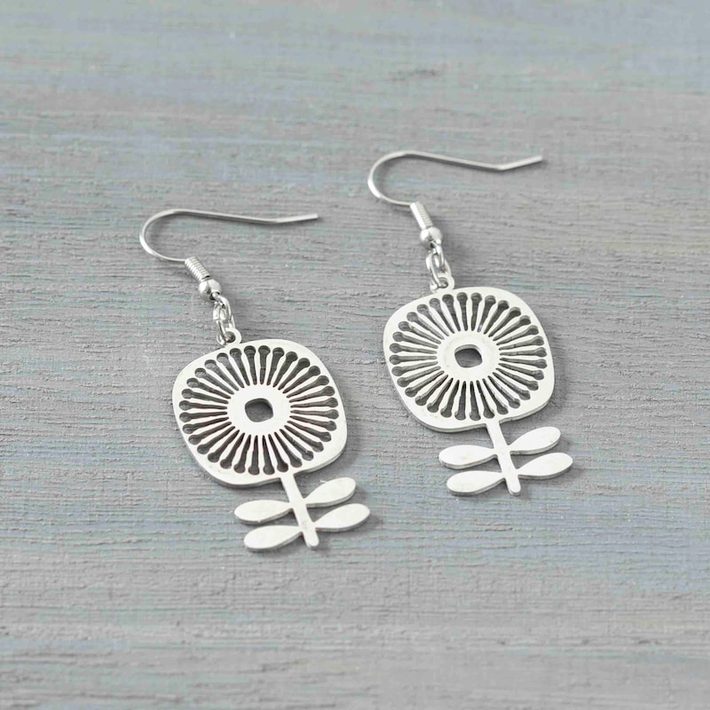 Silver Drop Scandi Earrings - Etsy UK