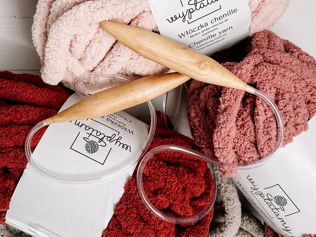 Wooden Needles With Flexible Cable, Chenille Yarn Accessories, Double ...