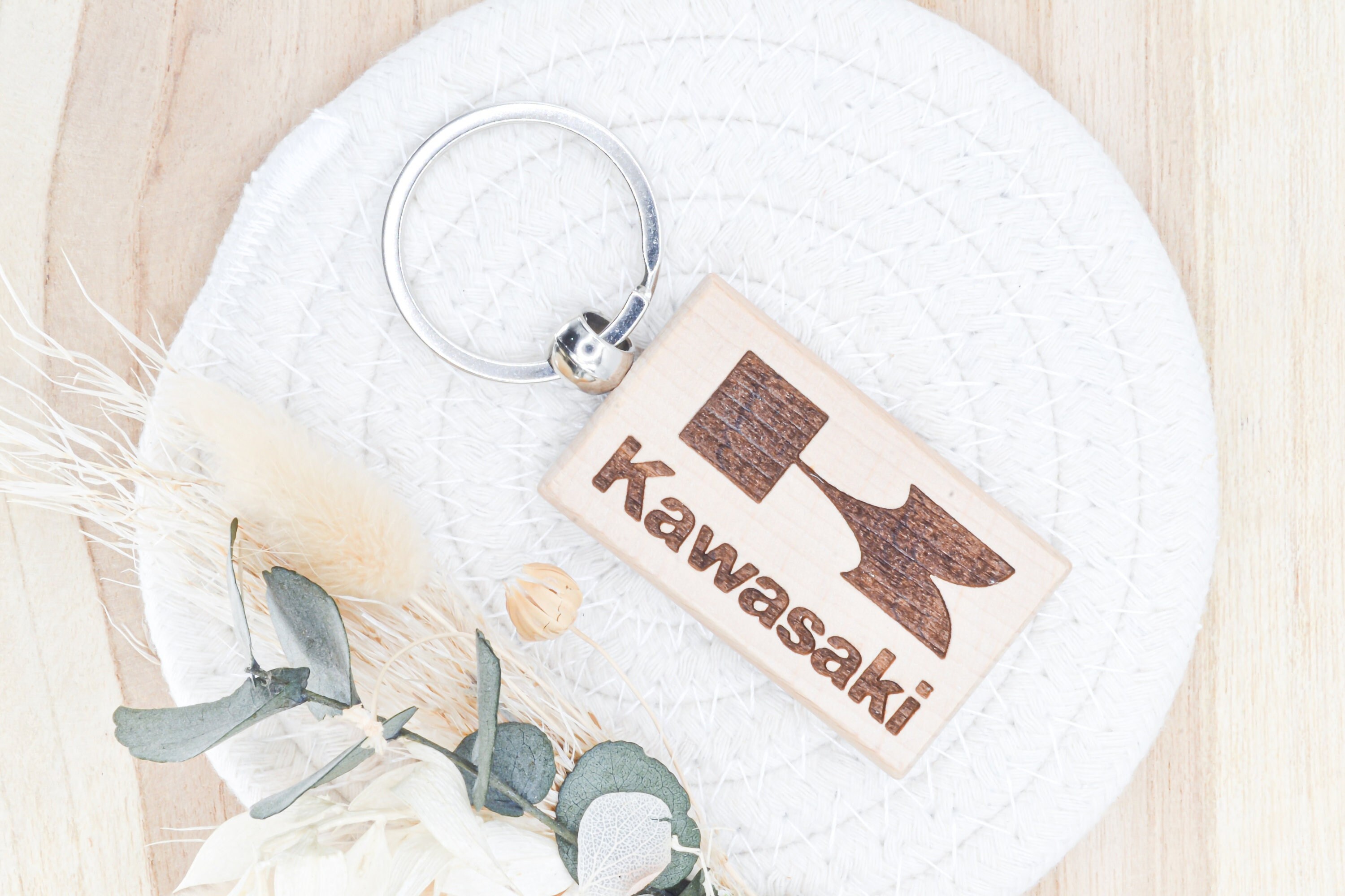 KAWASAKI Motorcycle Key Ring in Engraved Wood to Personalize Young ...