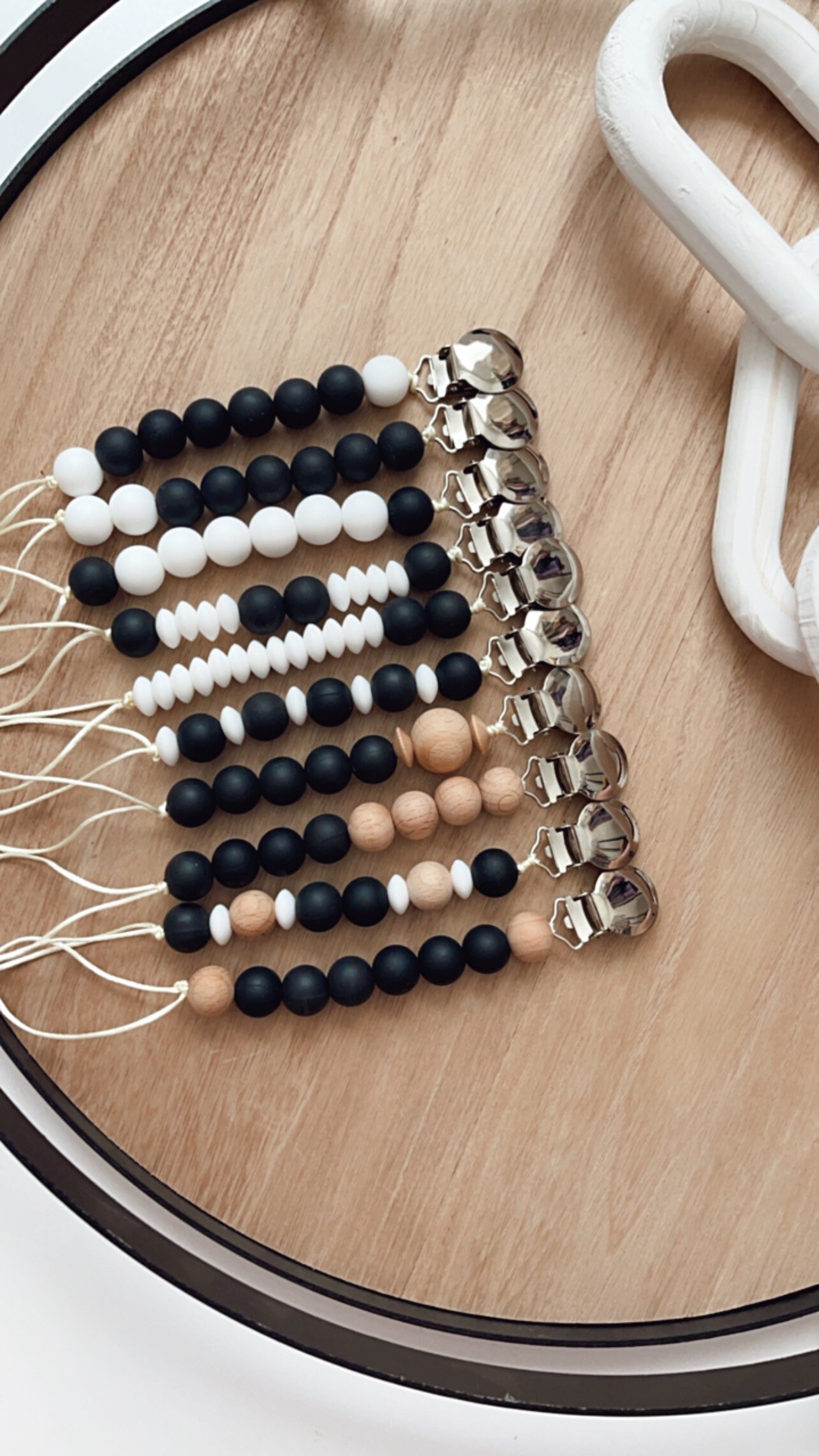 Black and White Pacifier Clip Binky Clip Gender Neutral Unisex Baby ...