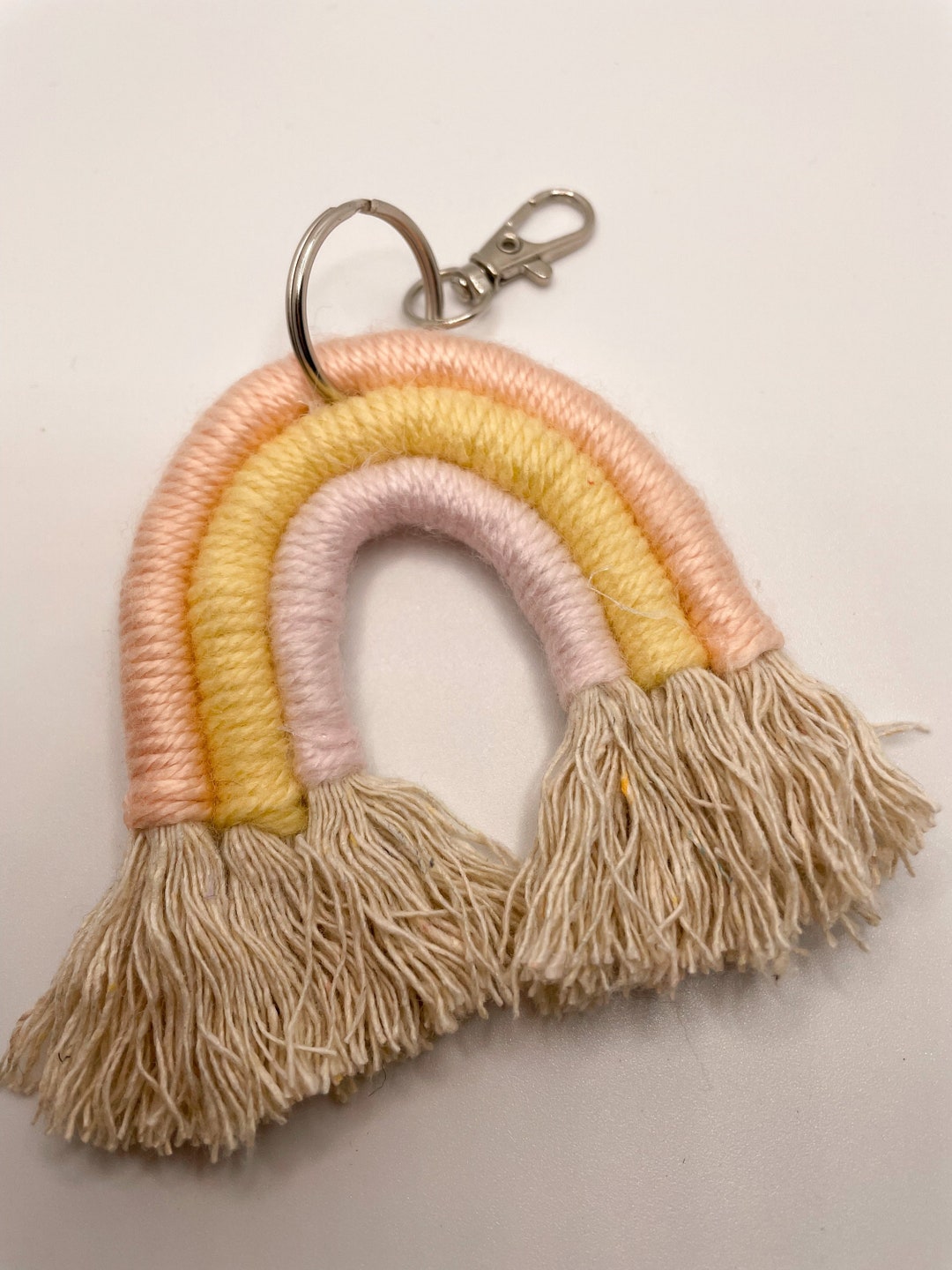 Poppy Macrame Rainbow Keychain | Rainbow Keychain | Macrame Accessory ...