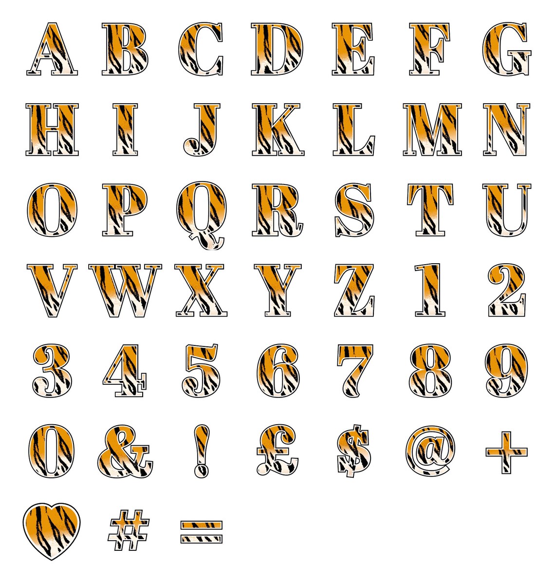 Tiger Alphabet Digital Letters Animal Print Serif Font - Etsy
