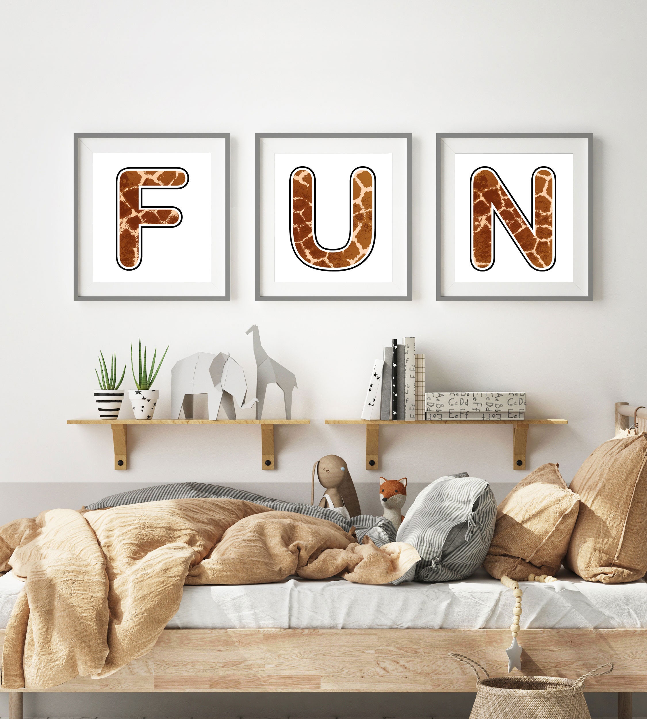 Giraffe | Alphabet | Digital Letters | Animal Print | Round Font - Etsy