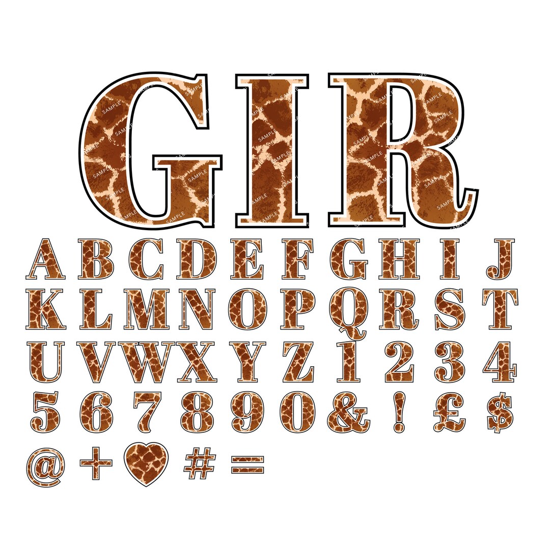 Giraffe | Alphabet | Digital Letters | Animal Print | Serif Font - Etsy