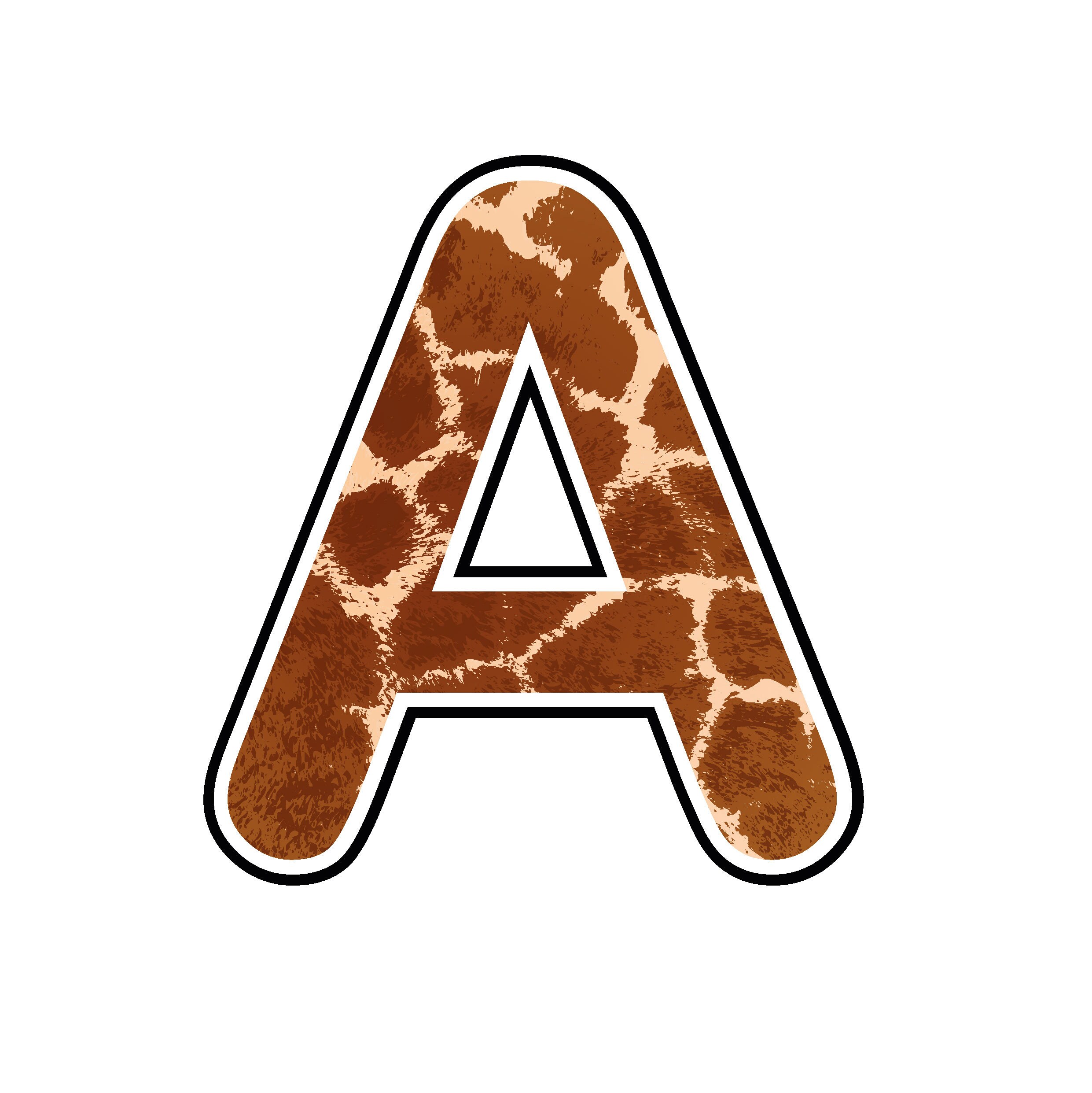 Giraffe | Alphabet | Digital Letters | Animal Print | Round Font - Etsy