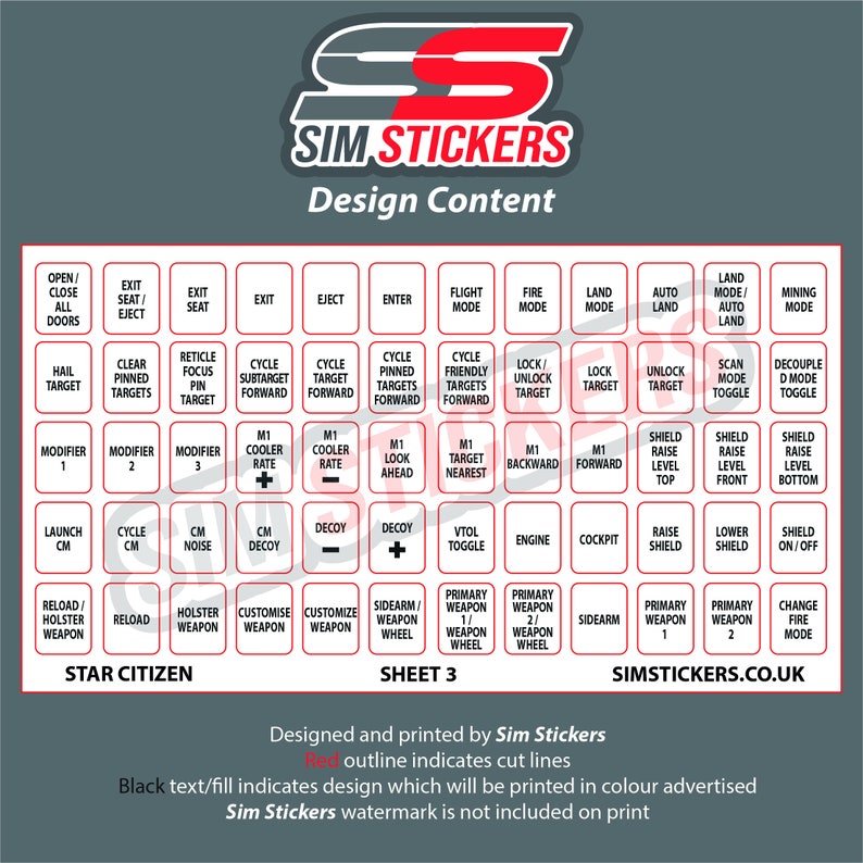 WHITE Star Citizen Stickers for Flight Simulator - Etsy