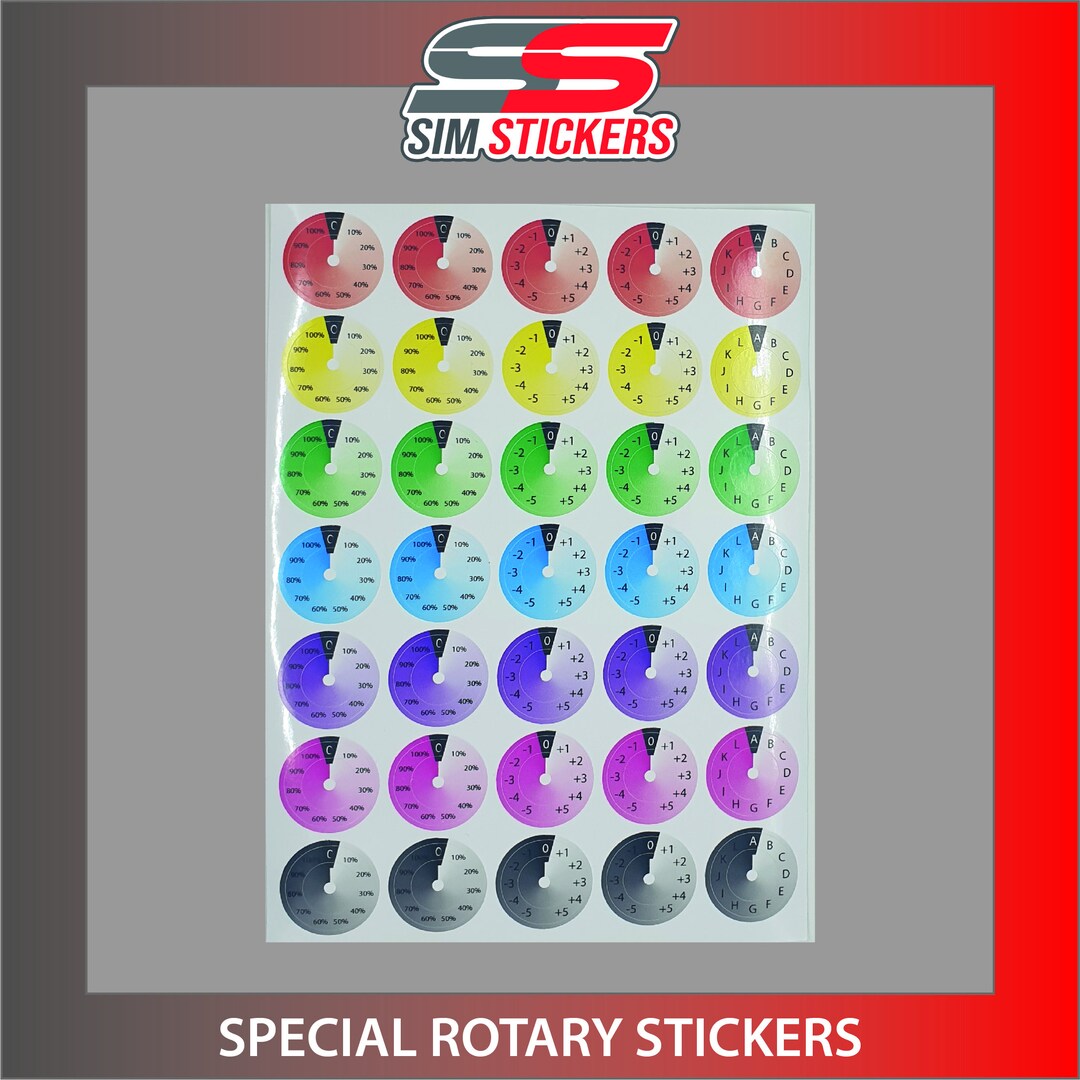 COLOURED Rotary Special Stickers for Car Simulator Button Box - Etsy