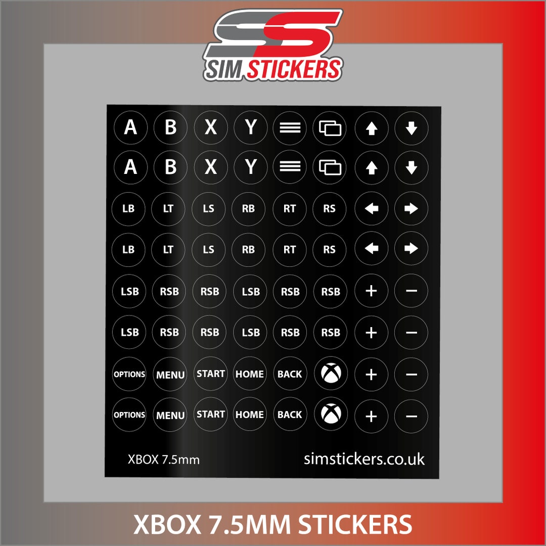 BLACK 7.5mm Round Xbox Stickers for Simulator Wheel/button Box ...