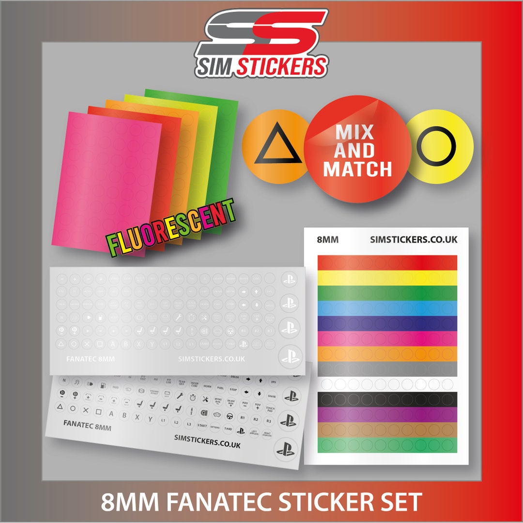 Fanetec 8mm Stickers for Car Simulator Racing Button Box/wheel non Cap ...