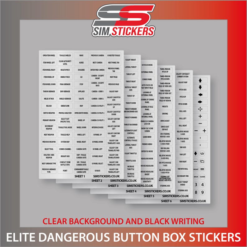 Sticker Set for Elite Dangerous Gaming Simulator Button Box - Etsy