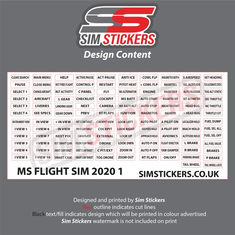 BLACK MSFS Stickers for Flight Simulator Button - Etsy