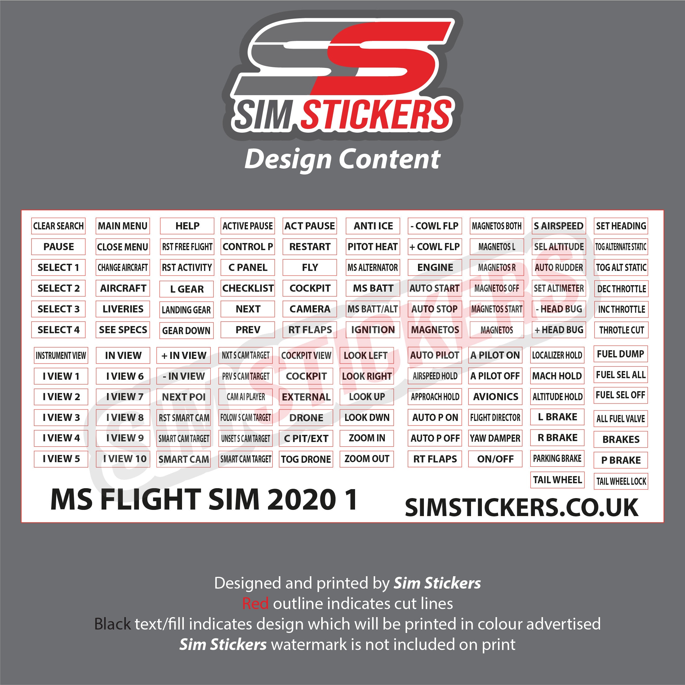BLACK MSFS Stickers for Flight Simulator Button - Etsy